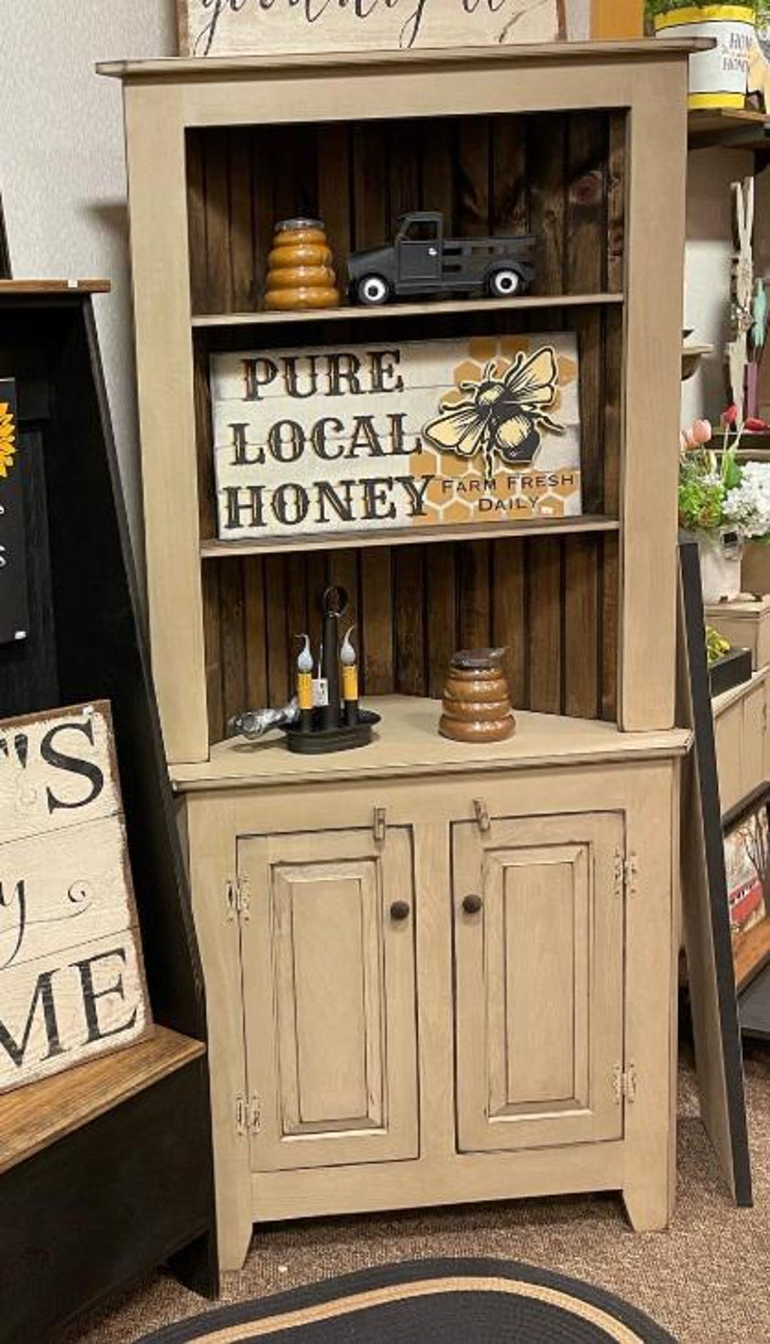 Corner Hutch, Primitive Hutch, Country Cabinet - Etsy