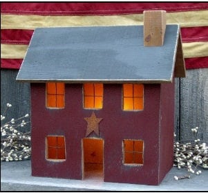 Lighted Primitive Saltbox House 5 Windows - Etsy