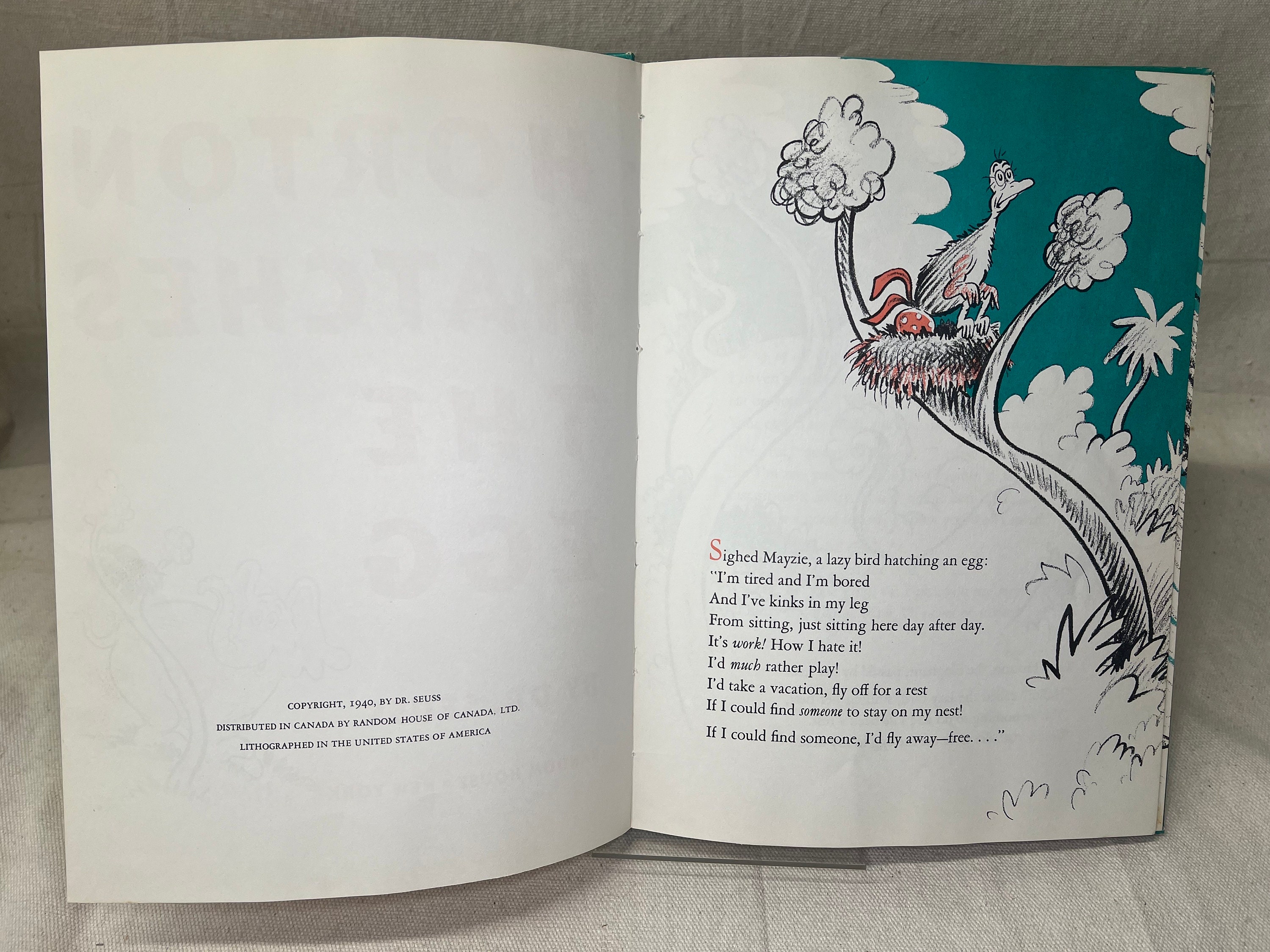 Horton Hatches the Egg by Dr. Seuss Book Club Edition, Random House - Etsy