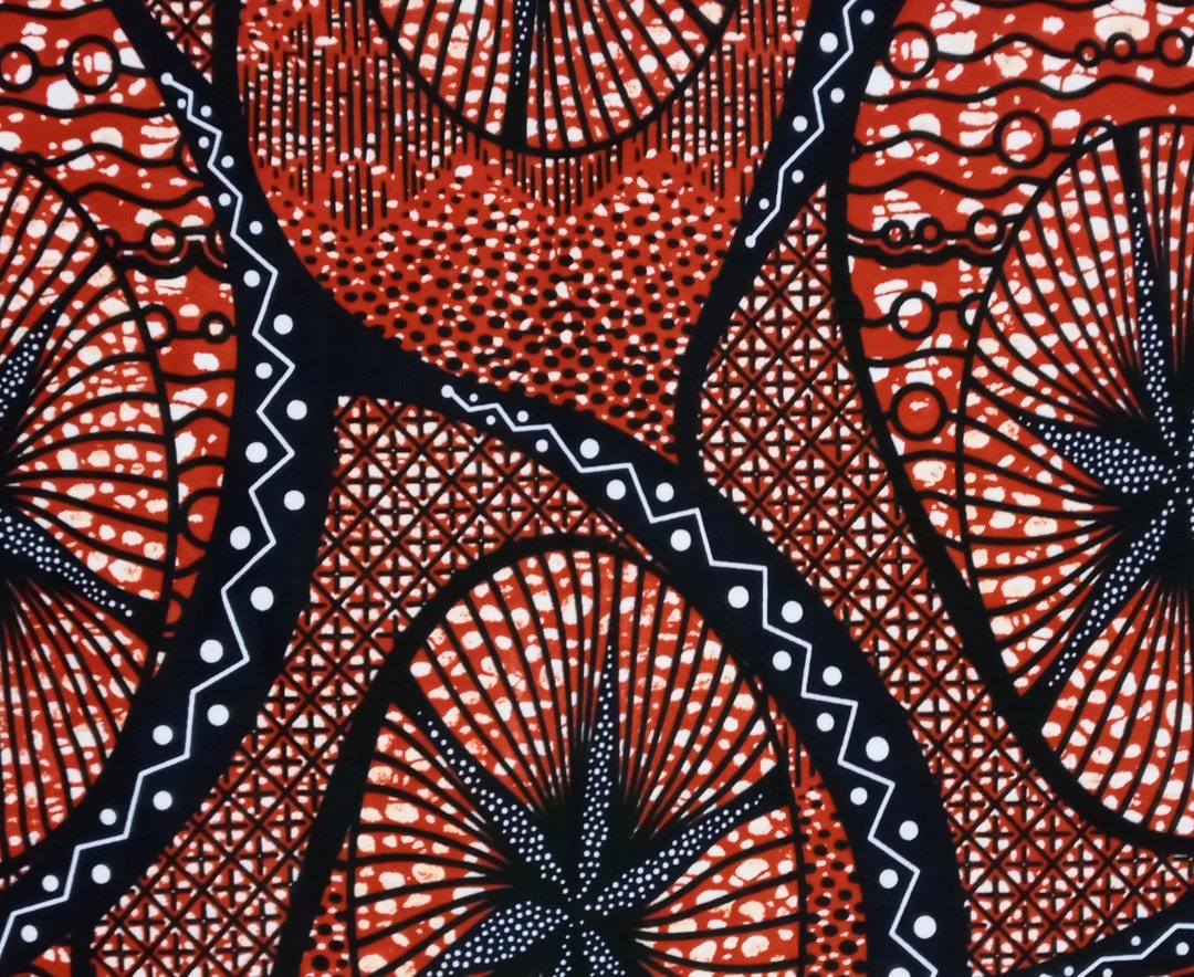 BULK African Fabric 6 Yards Wax Print Cotton Ankara BROWN Black White ...