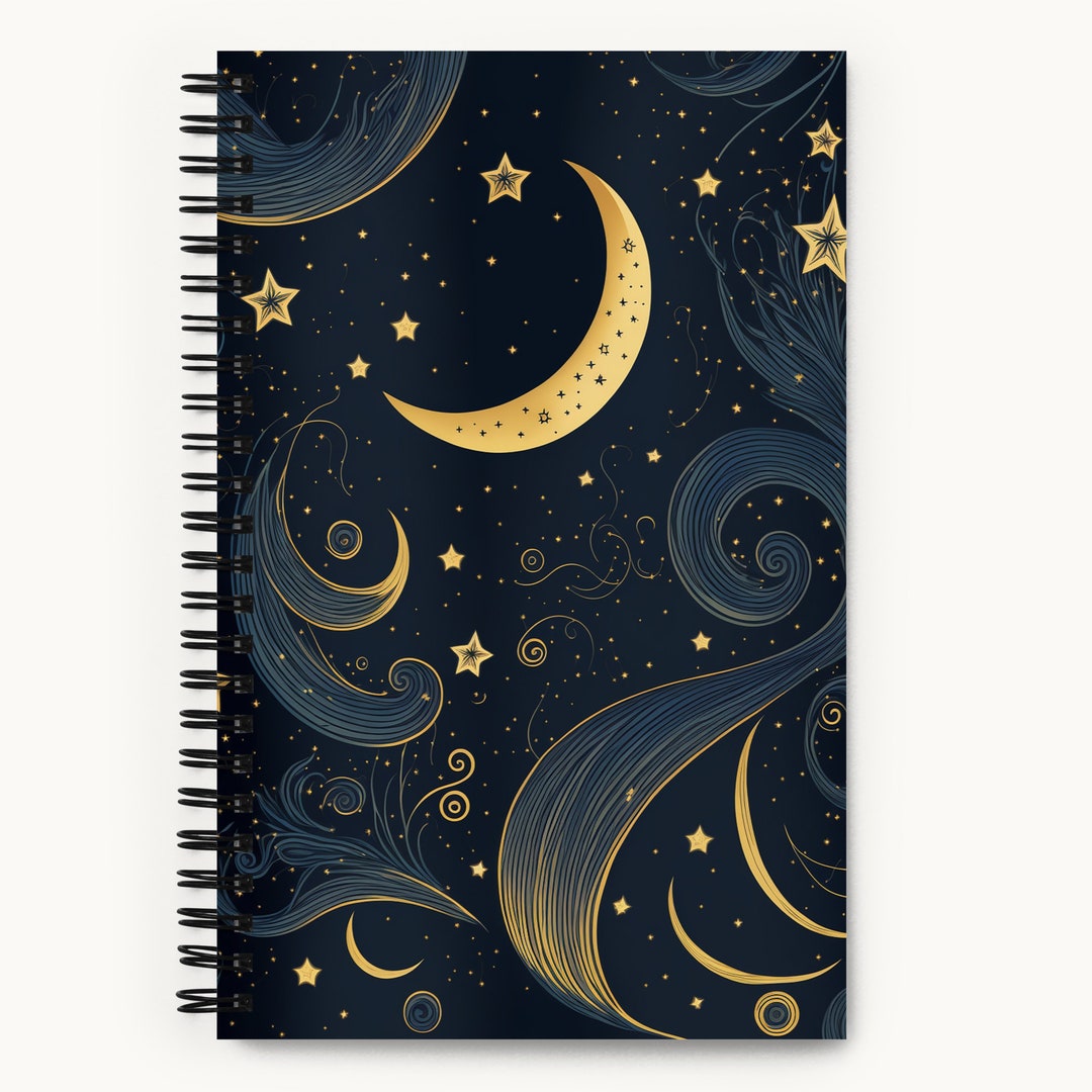 Starry Night Spiral Journal Notebook | Dotted Paper Journal | 140pgs ...