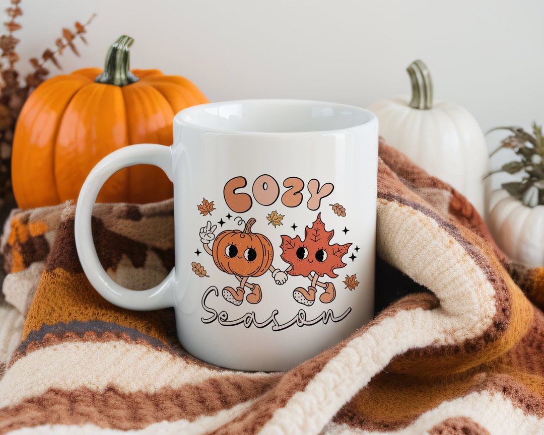 Cozy Season Mug, Cute Fall Leaves and Pumpkins, Autumn Gift for Her ...