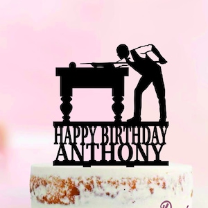 Billiards Birthday Cake Topper, Billiards & Snooker Table Cake Topper ...