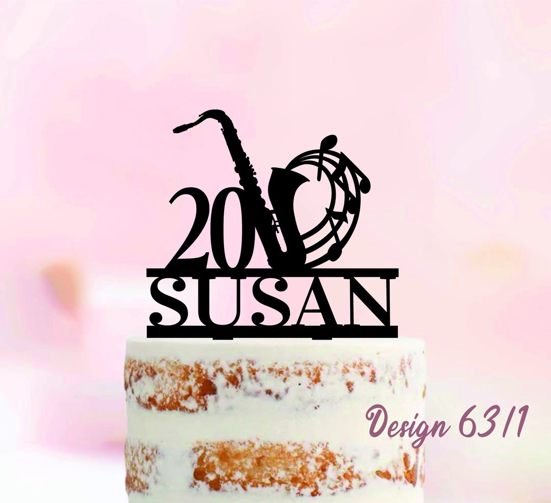 Saxophone Cake Topper, Musician Birthday Decorations, Music Notes ...