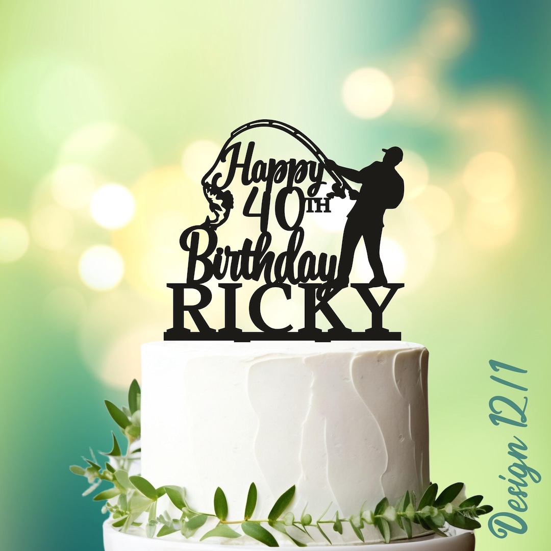 Bass Fisherman Cake Topper, Boating, Fishing Birthday Cake Topper, Bass ...