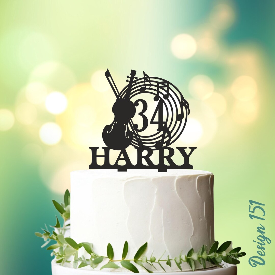 Violin Birthday Cake Topper, Music, Treble Clef, Woodwind, Musician ...