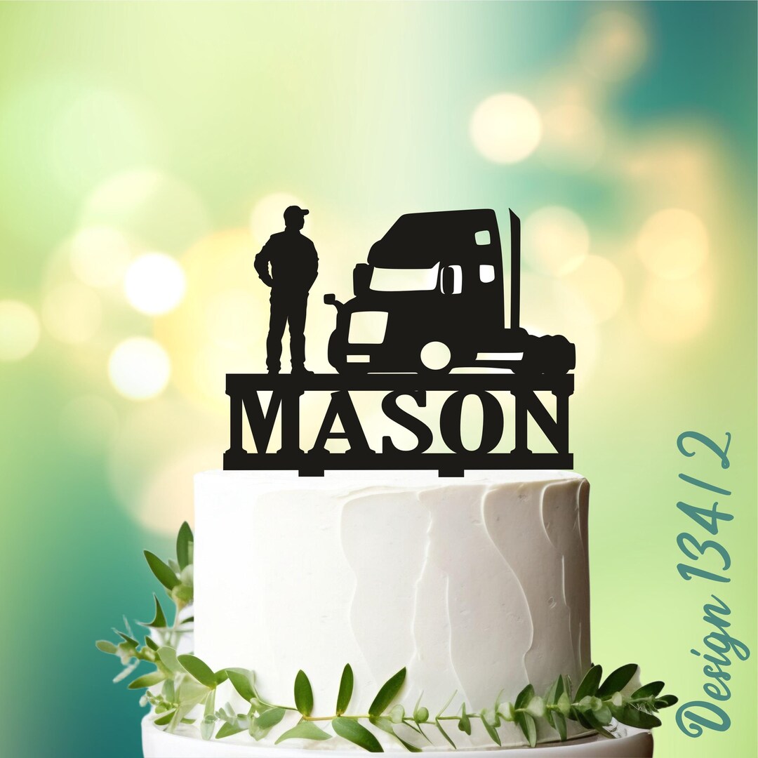 Truck Driver Retirement Birthday Cake Topper, Trucker Cake Topper, 18 ...