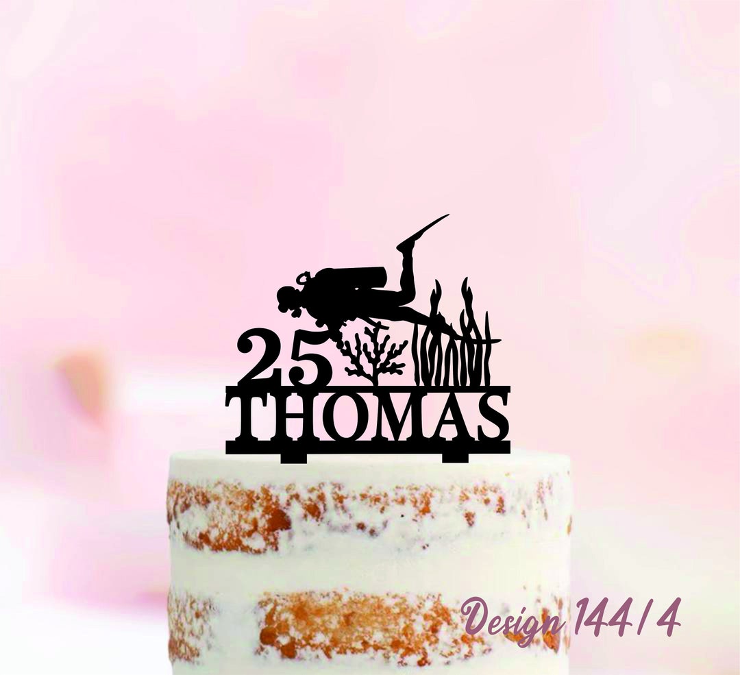 Scuba Diving Cake Topper, Swimming Cake Topper, Diving Birthday Cake ...