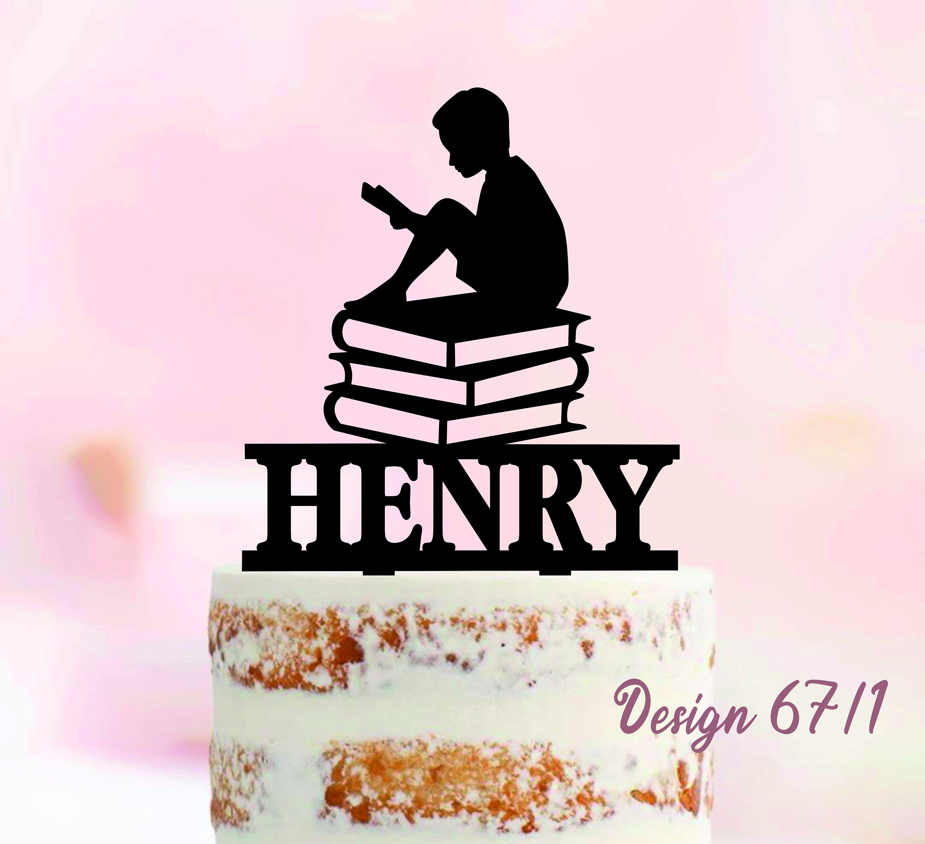 Boy Reading Cake Topper Book Cake Topper Book Worm Reading - Etsy