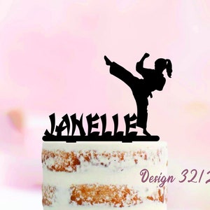 Female Karate Cake Topper, Martial Arts Cake Topper, Kicking Cake ...
