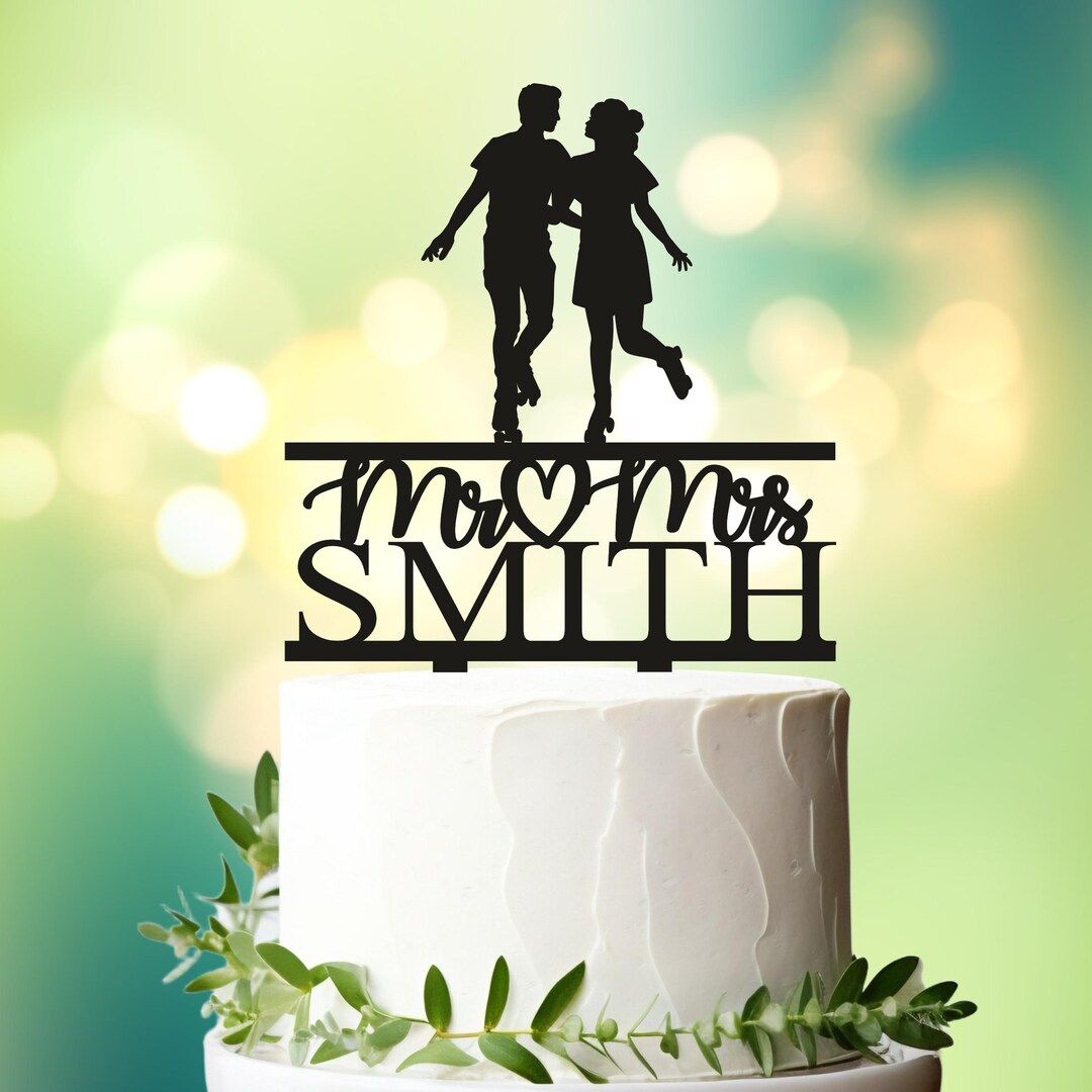 Roller Skate Wedding Cake Topper, Personalised Custom Glitter Cake ...