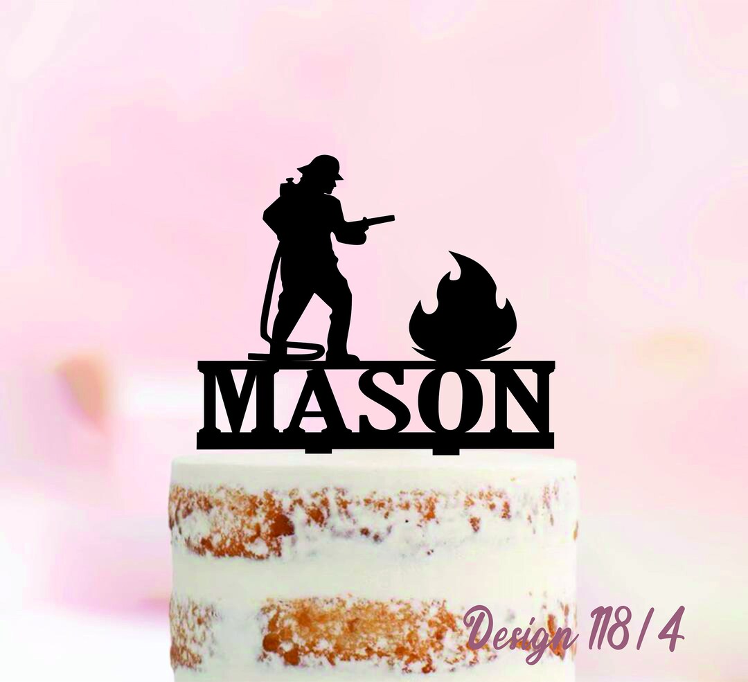 Firefighter Birthday Cake Topper, Fireman Cake Topper, Happy Birthday ...