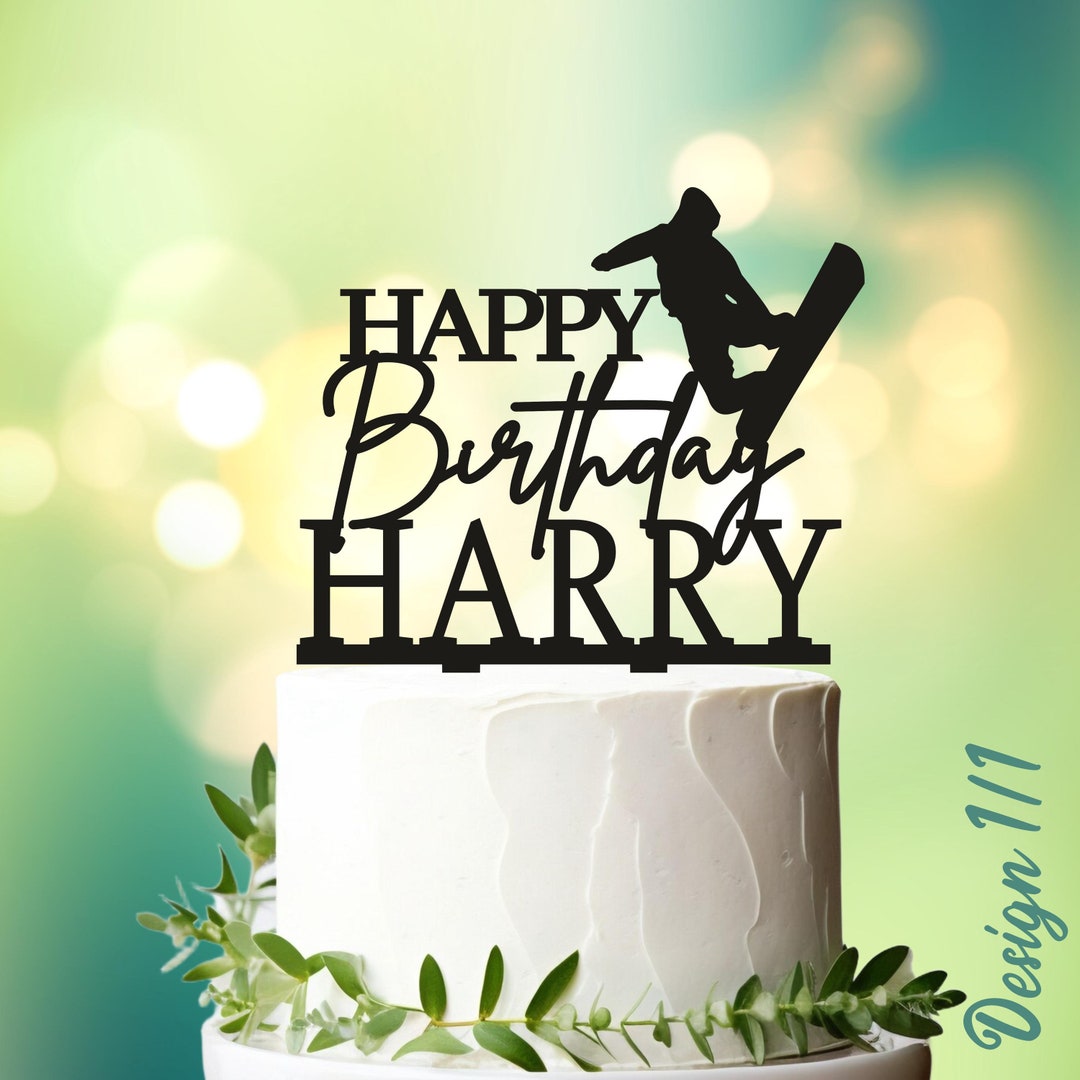 Snowboard Cake Topper, Male Snowboarder Birthday Cake Topper, Winter ...