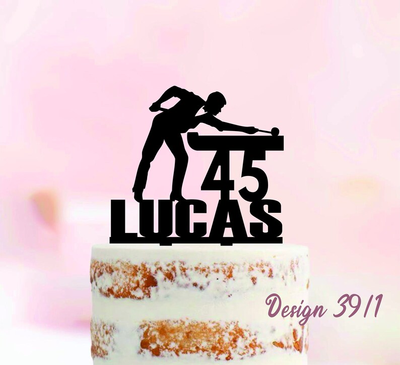 Billiards Birthday Cake Topper, Billiards & Snooker Table Cake Topper ...