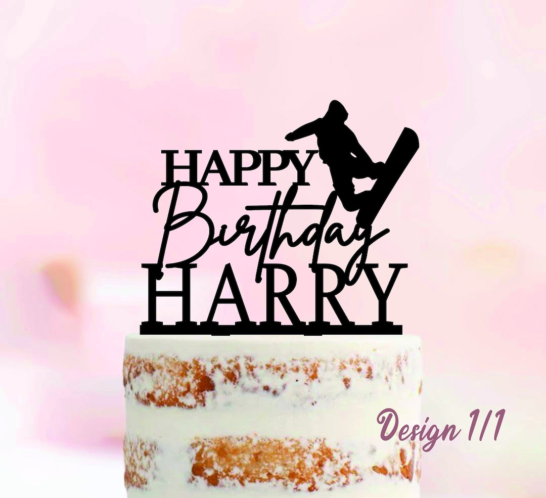 Snowboard Cake Topper, Male Snowboarder, Birthday Cake Topper, Winter ...