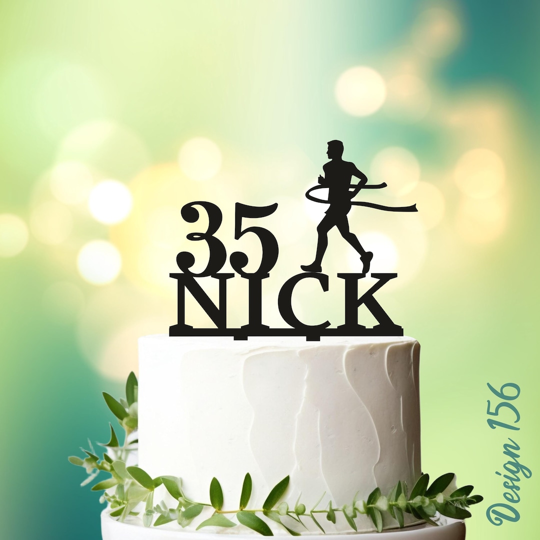Runner Cake Topper Birthday, Male Runner Birthday Cake Topper, Custom ...