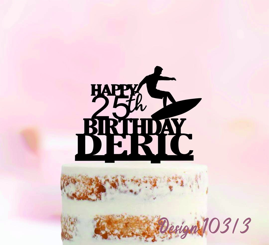 Male Surfer Birthday Cake Topper Beach Surfing Cake Topper - Etsy