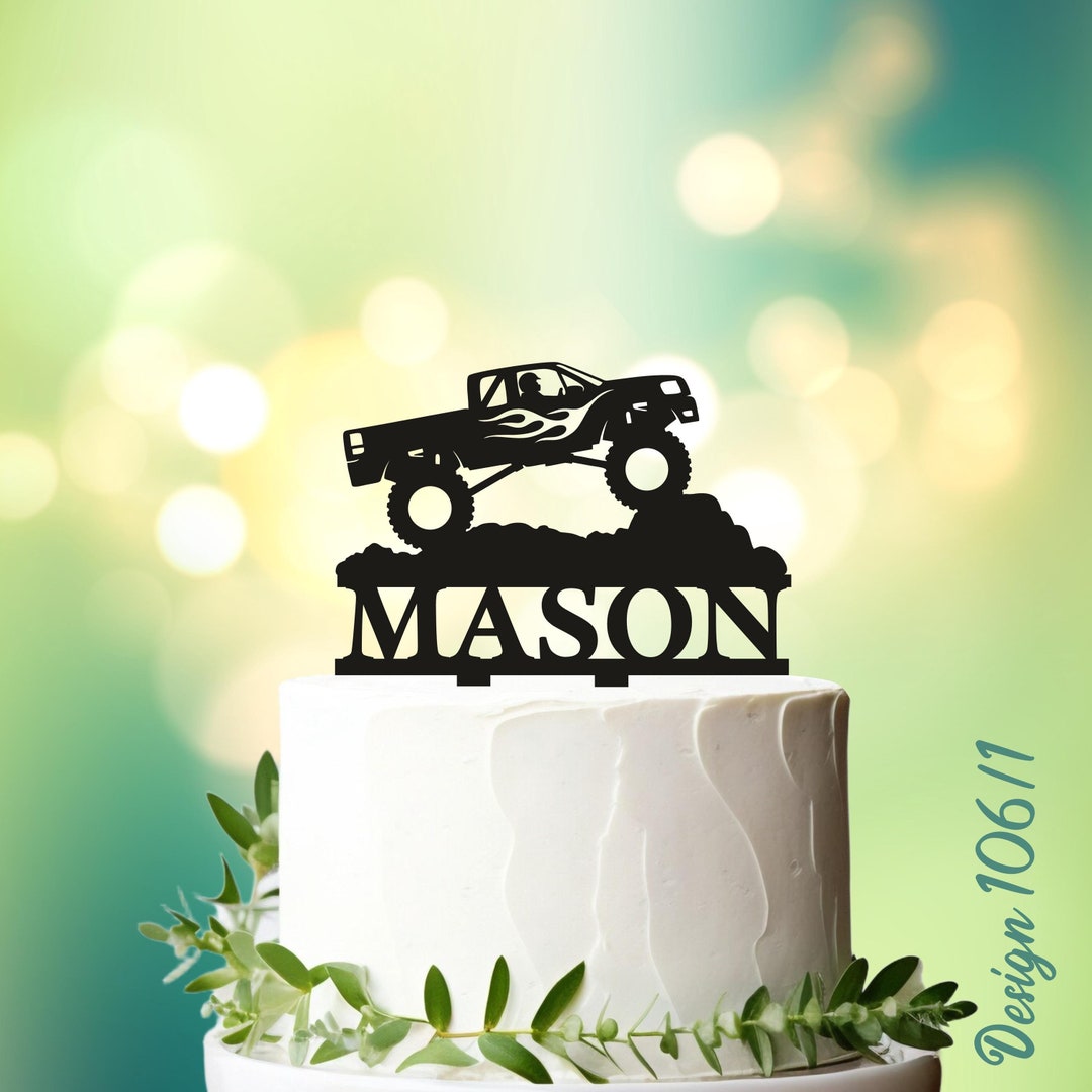 Monster Truck Cake Topper, Vehicles Birthday Cake Topper, Big Wheeler ...