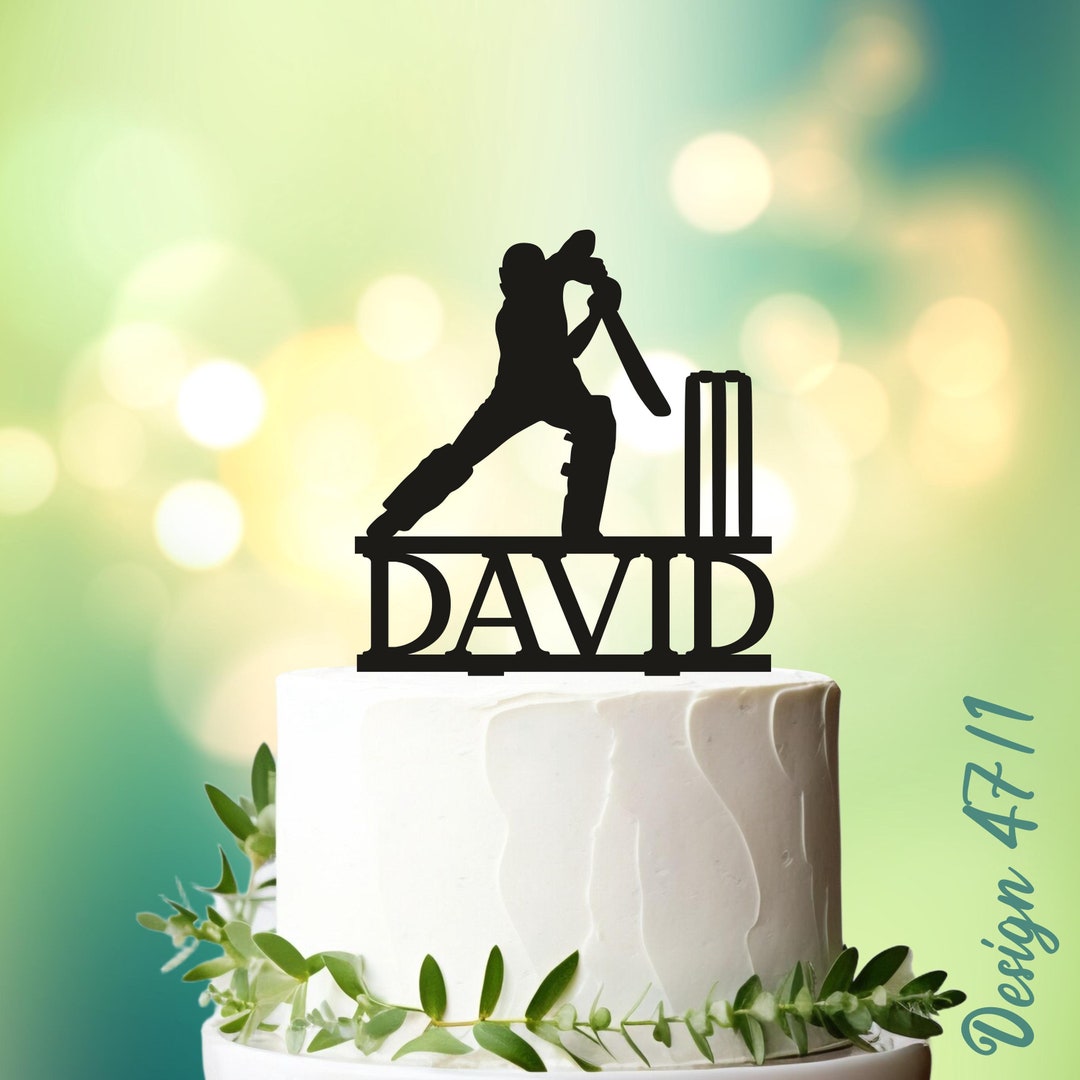 Cricket Birthday Cake Topper, Cricket Player, Cake Topper With Any Name ...
