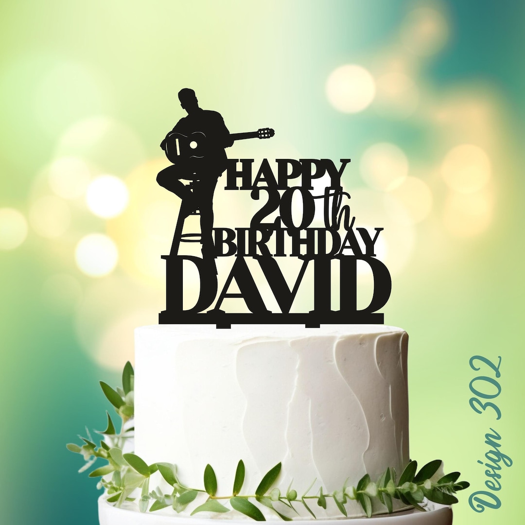 Guitar Birthday Cake Topper, Acoustic Guitar Topper Theme Party, Treble ...