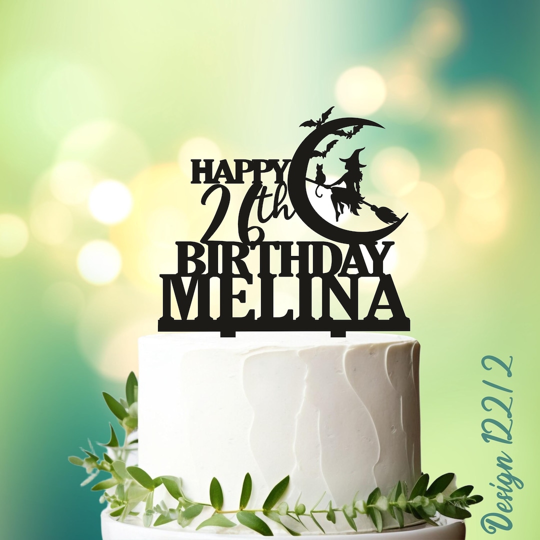 Witch Birthday Cake Topper, Halloween Cake Topper With Pumpkin and ...