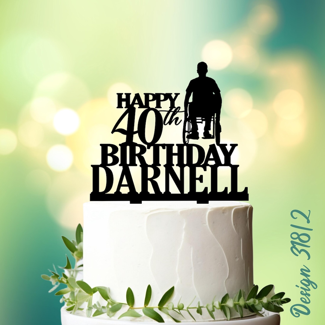Wheelchair Birthday Cake Topper, Man on Wheelchair Birthday Cake ...