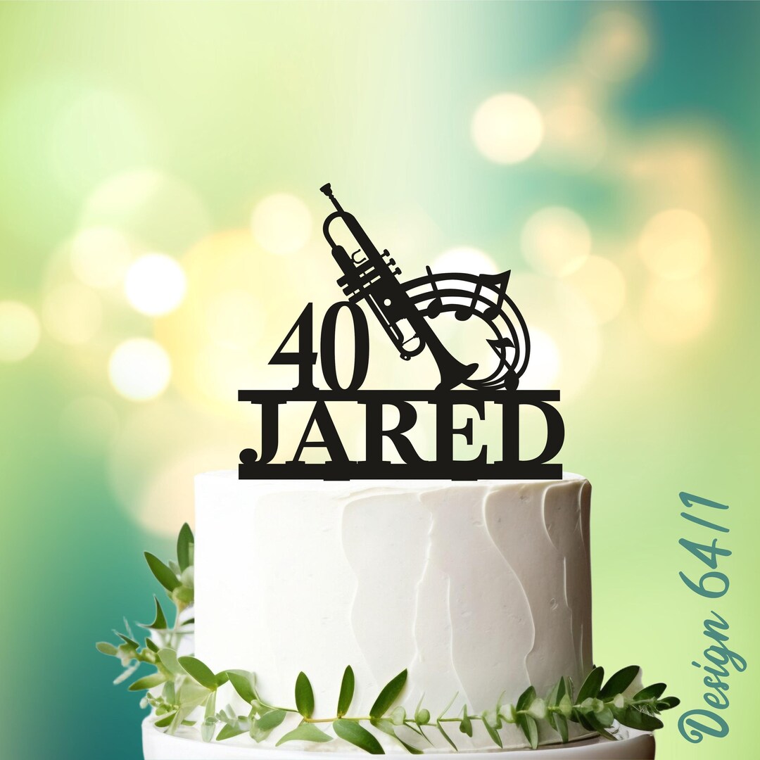 Trumpet Birthday Cake Topper, Treble Clef, Brass Band, Jazz Band ...