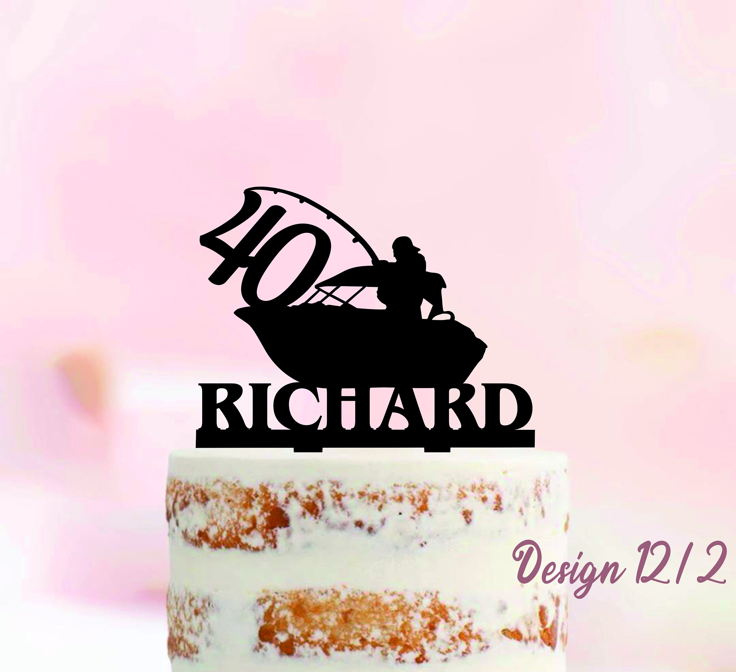 Bass Fisherman Cake Topper Boating Fishing Birthday Cake - Etsy