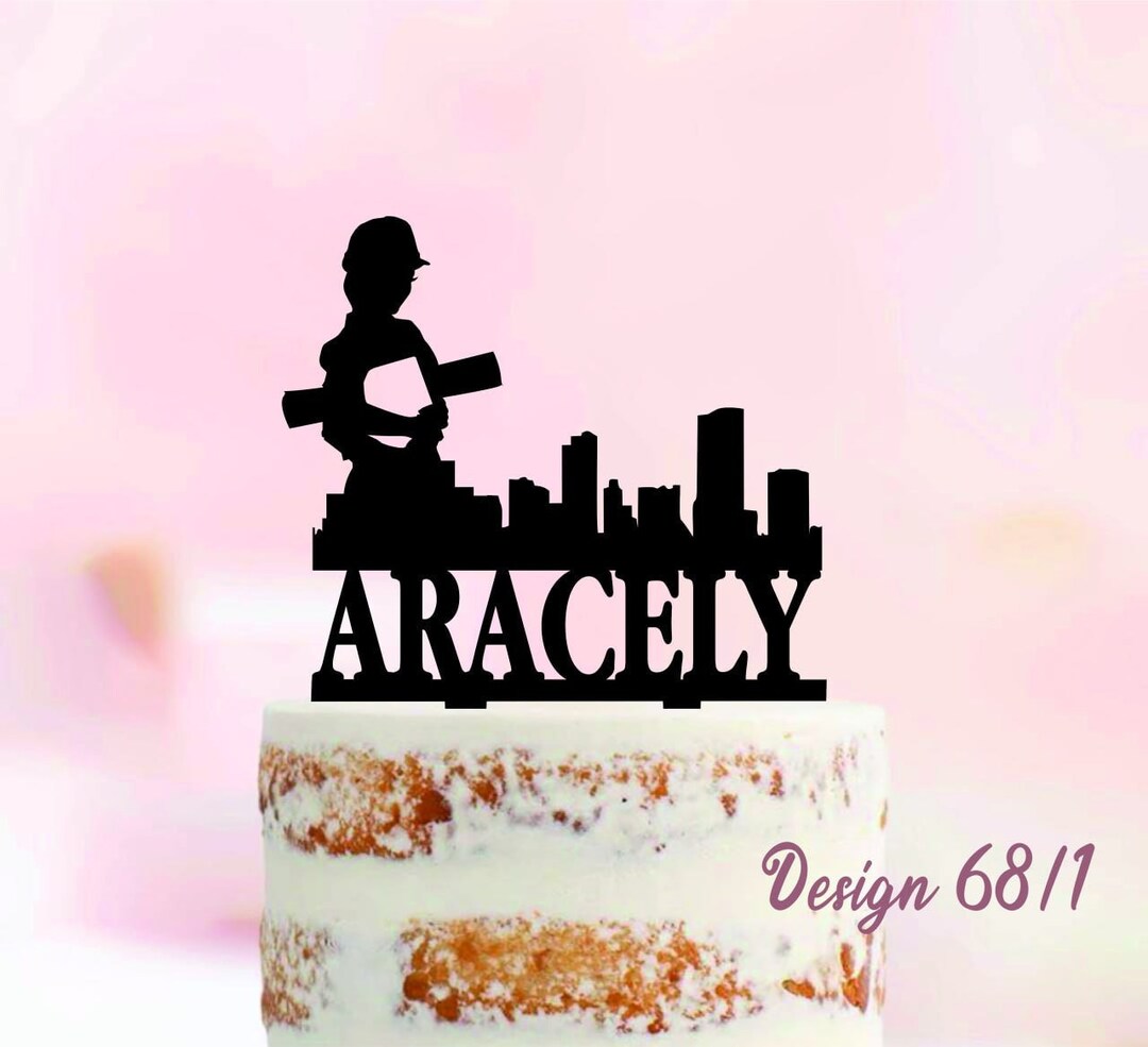 Woman Architect Birthday Cake Topper, Graduation, Constructor Cake ...