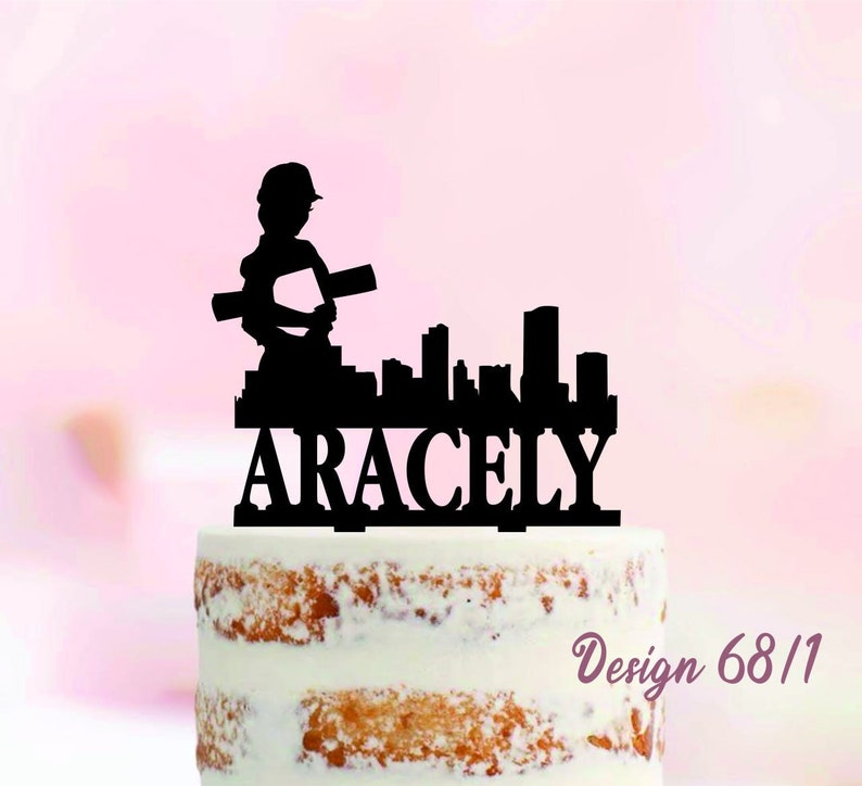 Woman Architect Birthday Cake Topper Graduation Constructor - Etsy