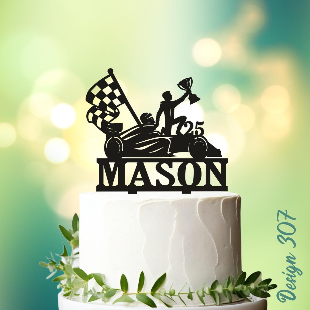 Racing Birthday Cake Topper, Formula One Birthday Cake Topper, Happy ...