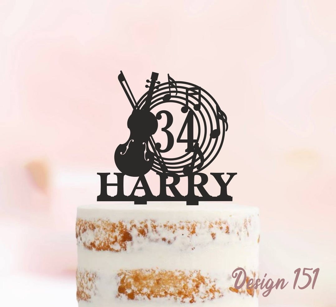 Violin Birthday Cake Topper, Music, Treble Clef, Woodwind, Musician ...