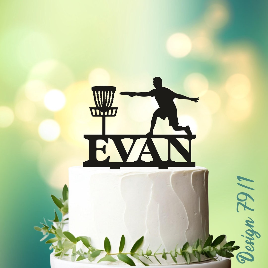 Frisbee Cake Topper, Frisbee Golfer Birthday Cake Topper, Disc Golf ...