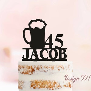Beer Birthday Cake Topper, Custom Colour and Any Age, Beer Mug, Beer ...