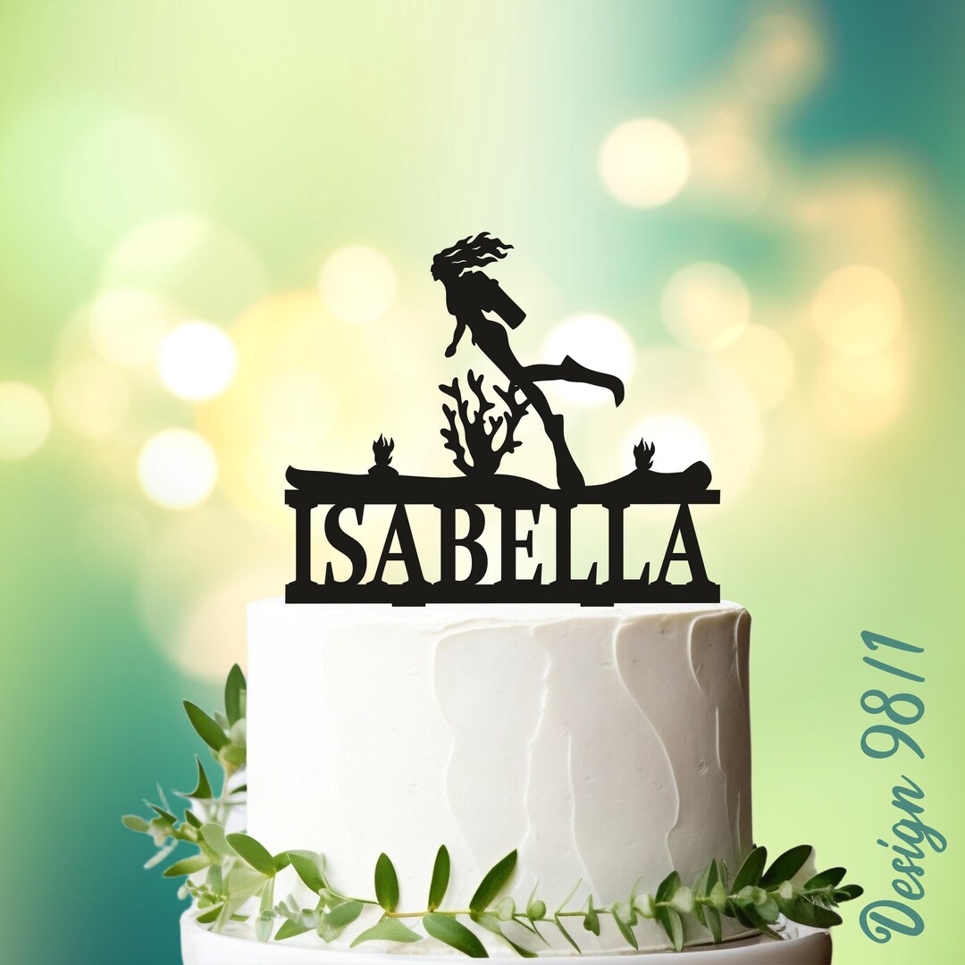 Scuba Diving Cake Topper, Swimming Cake Topper, Diving Birthday Cake ...