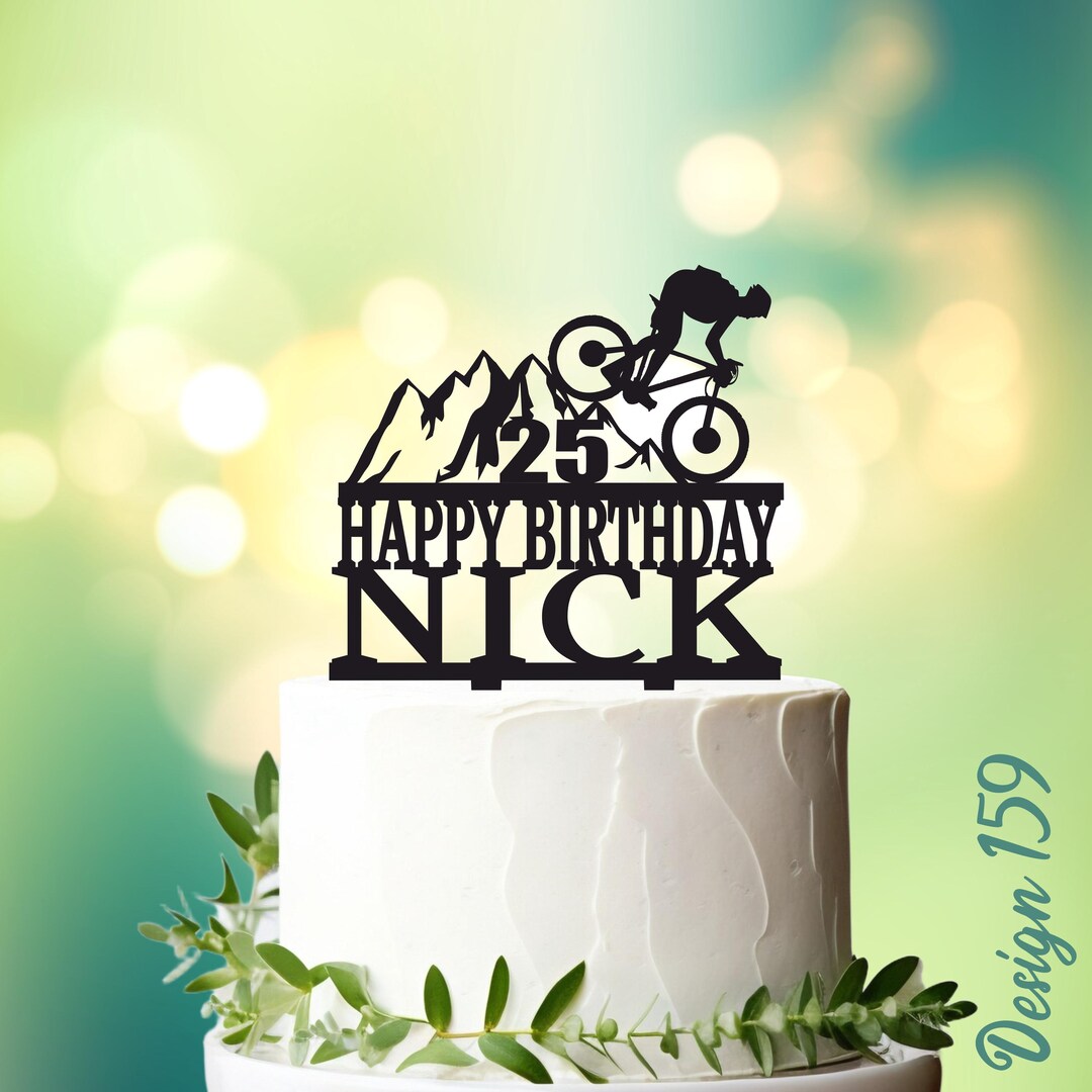 Mountain Biking Birthday Cake Topper, Bike Cake Topper, MTB Rider Cake ...