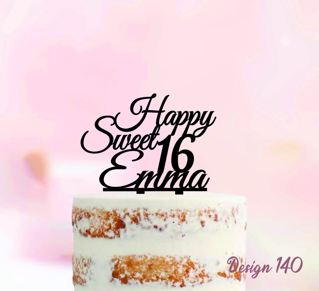 Happy Sweet Sixteen Cake Topper, Sweet 16 Cake Topper, Happy Sweet 16 ...
