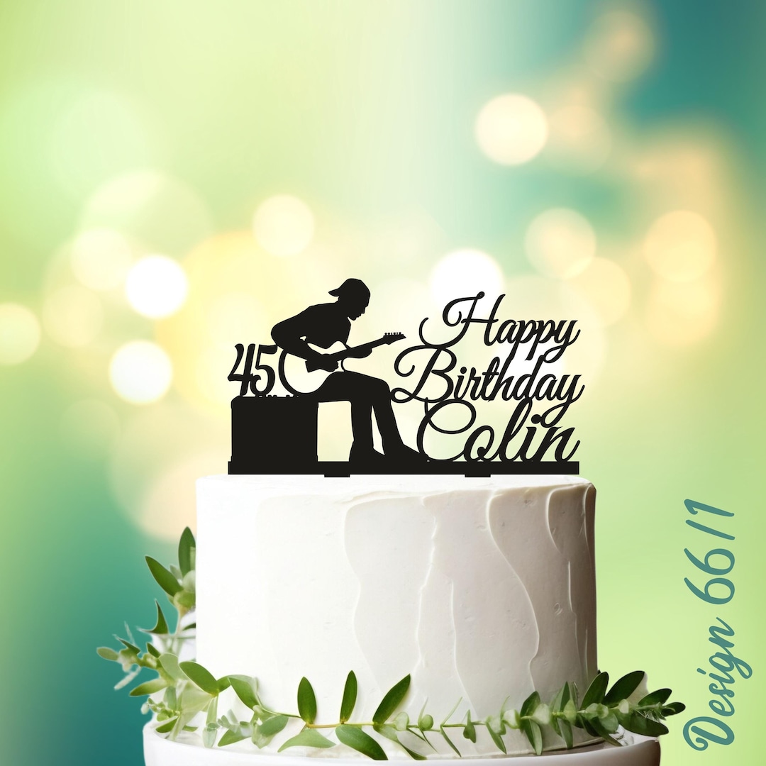 Electric Bass Guitar Birthday Cake Topper, Guitar Theme Party, Treble ...