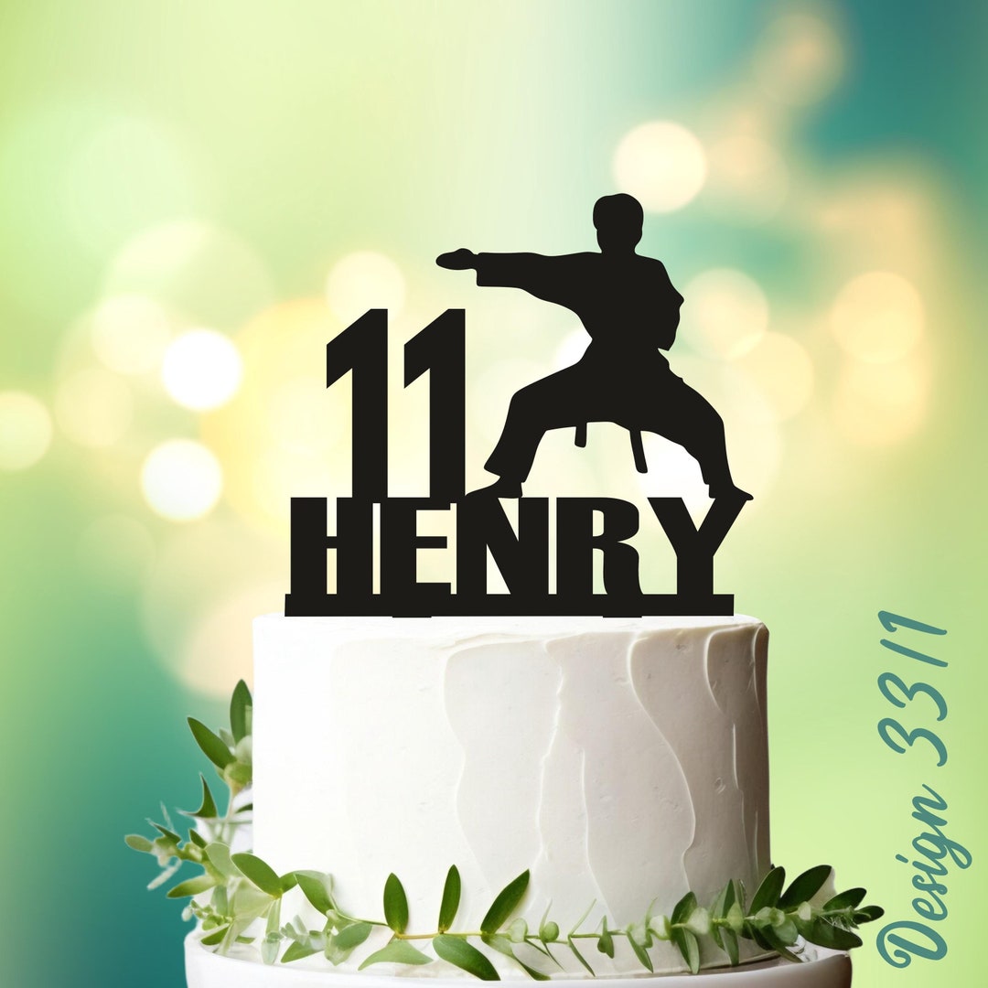 Male Karate Cake Topper, Martial Arts Cake Topper, Kicking Cake Topper, Birthday Cake Topper ...