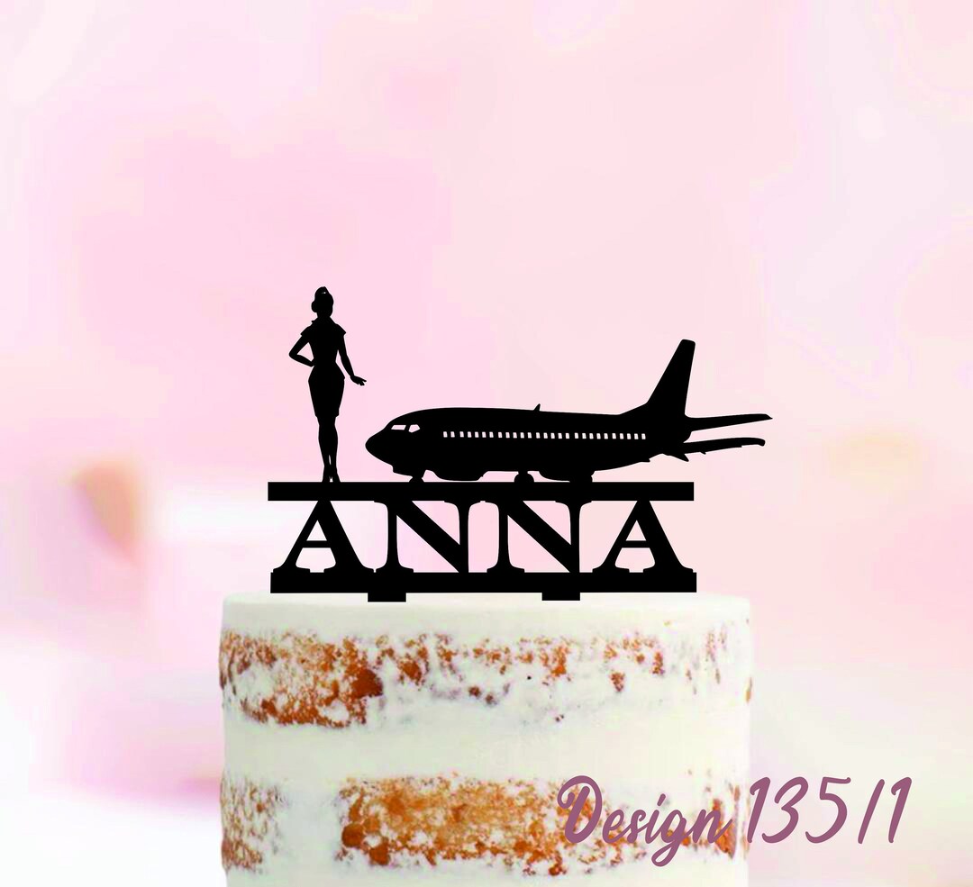 Flight Attendant Cabin Crew Airliner Birthday Cake Topper Decoration ...