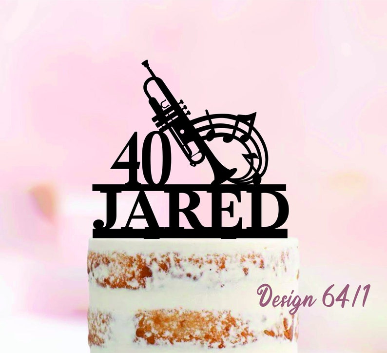Trumpet Birthday Cake Topper Treble Clef Brass Band Jazz - Etsy