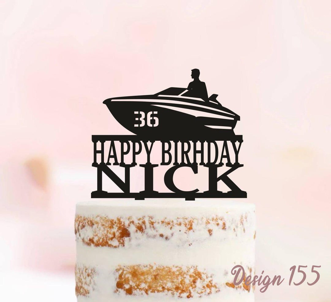 Boat Birthday Cake Topper, Speed Boat Adventure, Name and Age ...