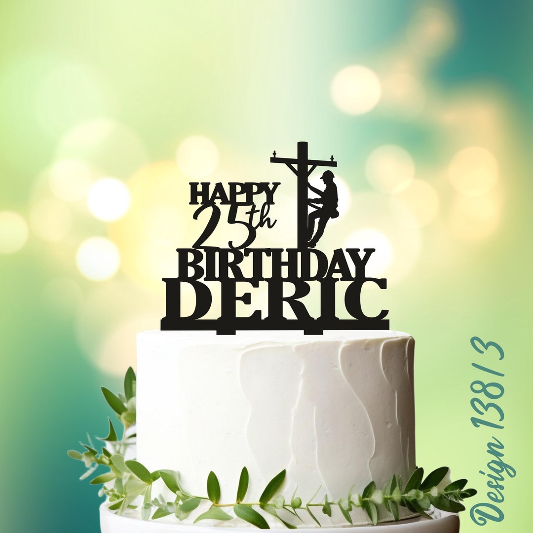 Personalized Electrician Birthday Cake Topper, Retirement Cake Topper ...