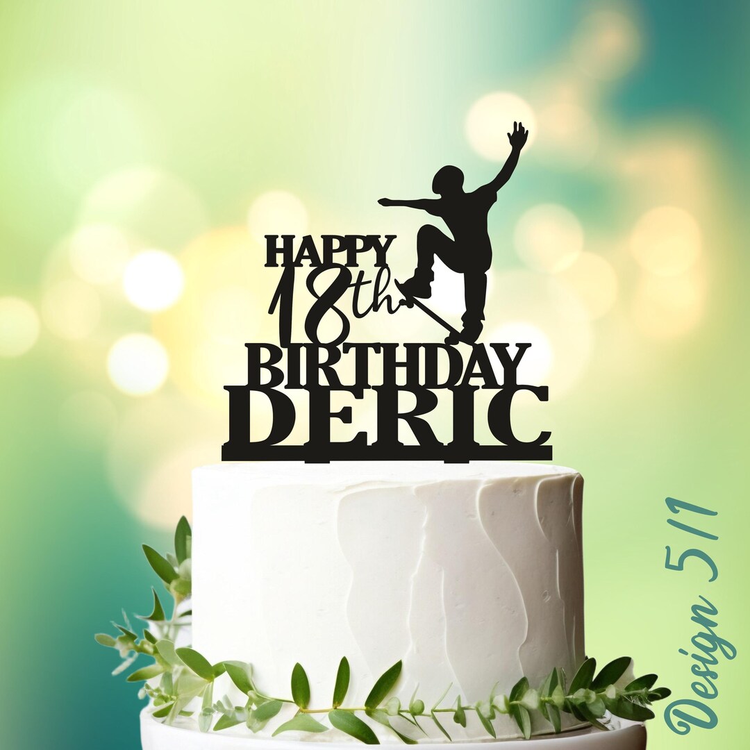 Skateboard Cake Topper, Skateboarder Cake Topper, Birthday Cake Topper ...