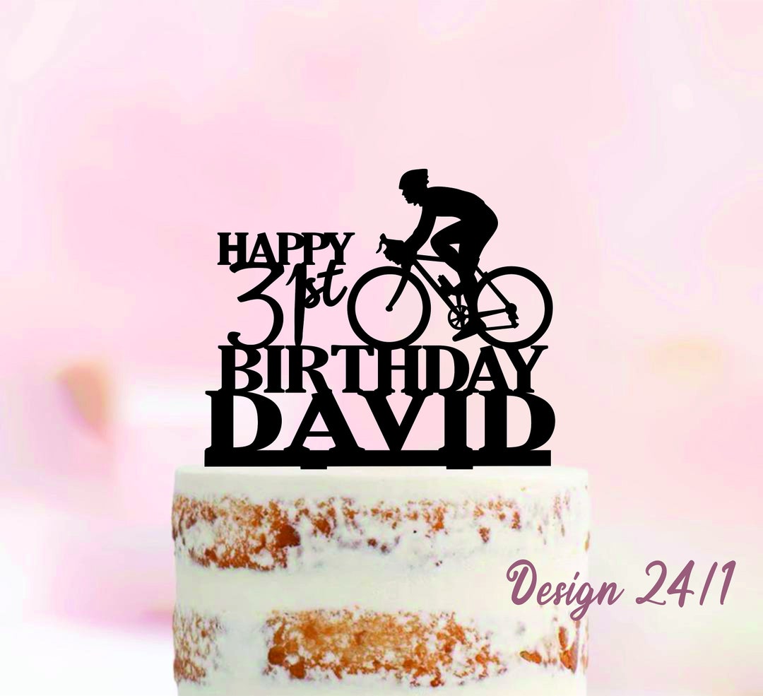 Happy Birthday Cyclist Cake Topper, Cyclist Cake Topper, Birthday Cake ...