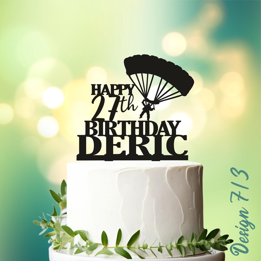 Parachuting Birthday Cake Topper, Parachute Cake Topper, Skydiver Cake ...