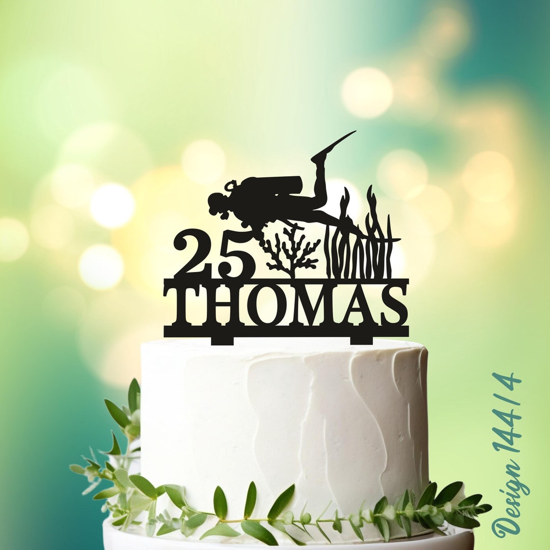 Scuba Diving Cake Topper, Swimming Cake Topper, Diving Birthday Cake ...