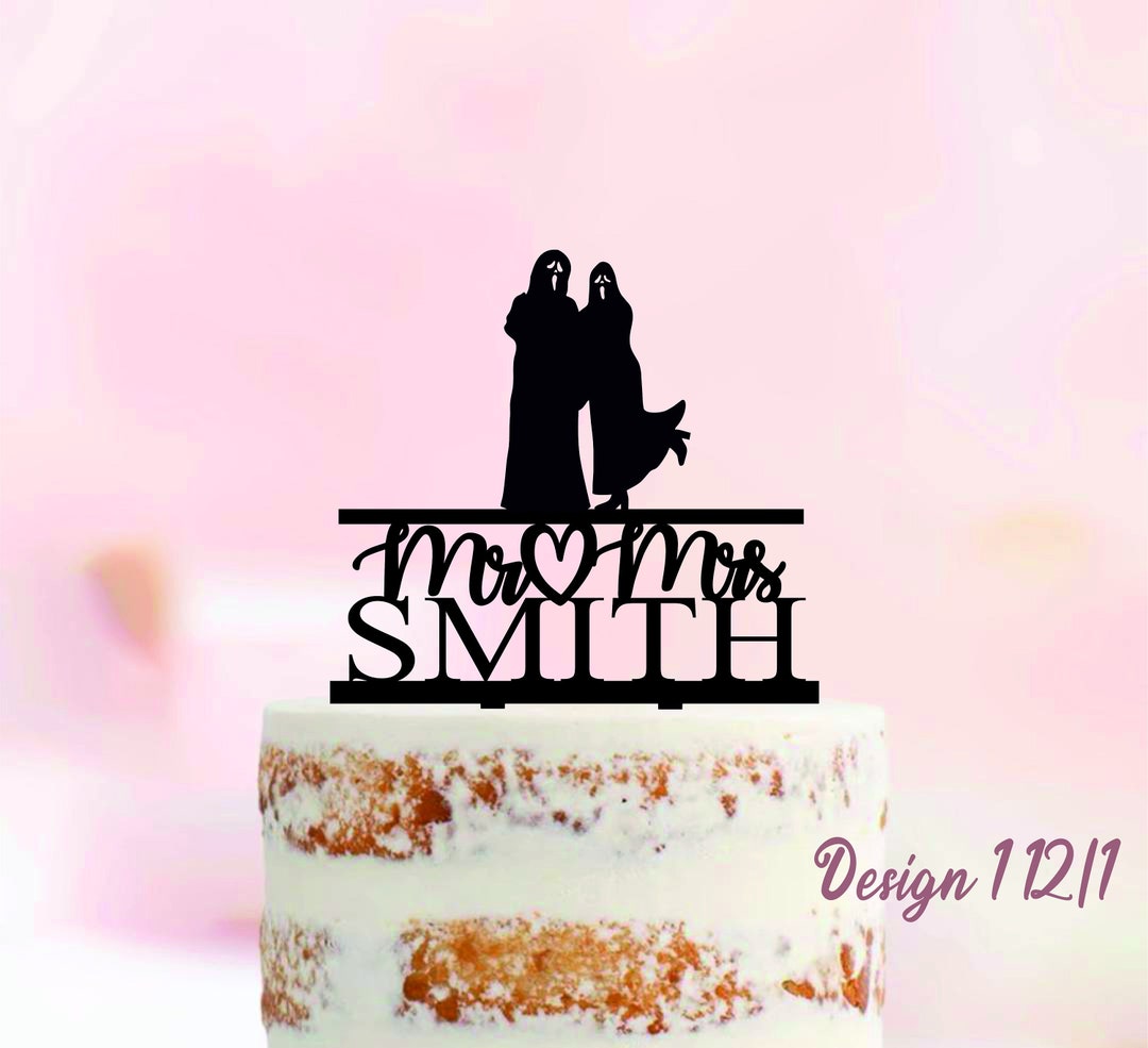 Halloween Wedding Cake Topper, Gothic Cake Topper, Spooky Cake Topper ...