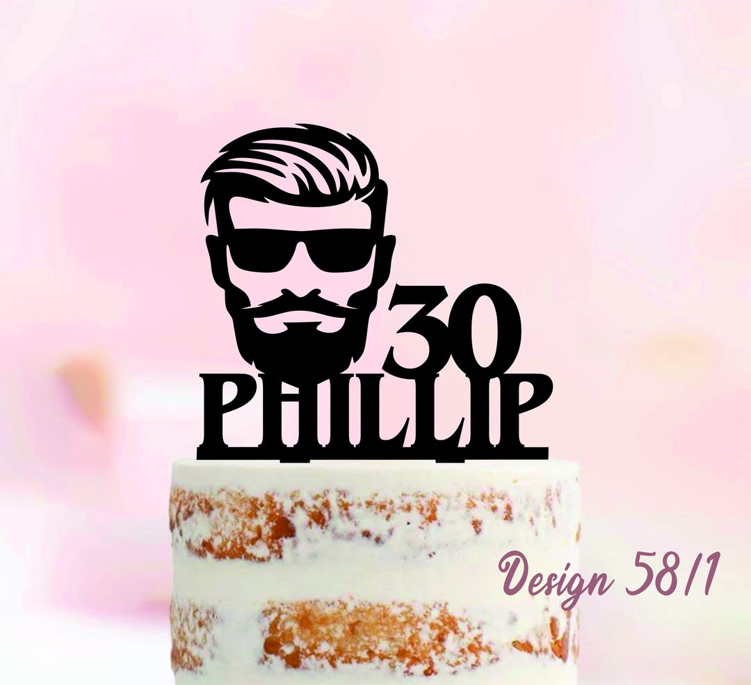 Bearded Birthday Cake Topper, Bearded Man Cake Topper, Lumber Jack ...