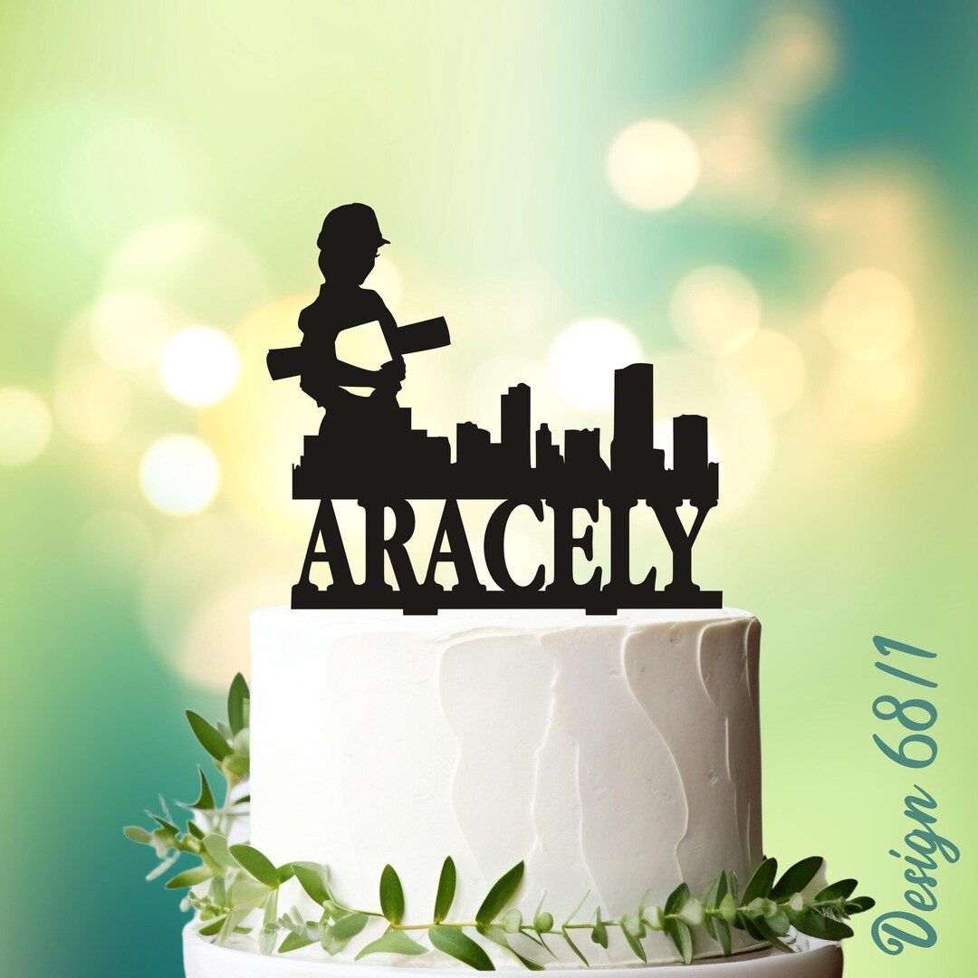 Woman Architect Birthday Cake Topper, Graduation, Constructor Cake ...